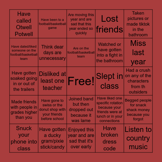 Otwell Bingo Card