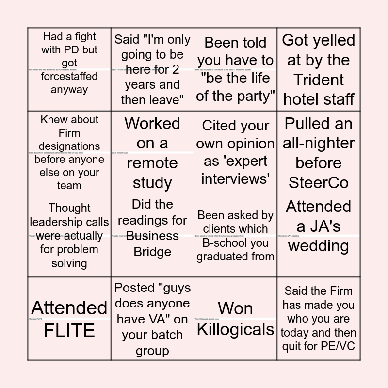 BA BINGO Card