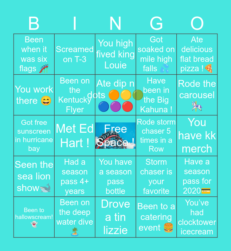 -KENTUCKY KINGDOM-🎠🎢 Bingo Card