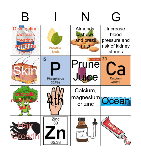 Mineral Bingo Card