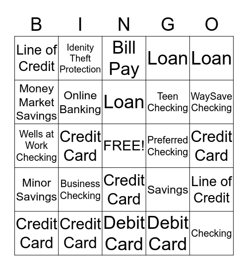 Banking Bingo Card