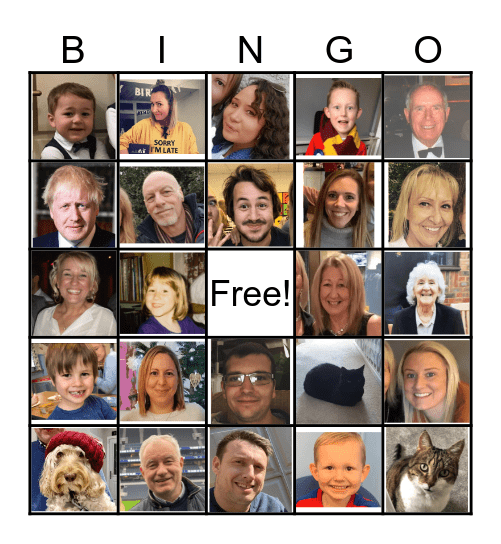 Family Faces Bingo Card