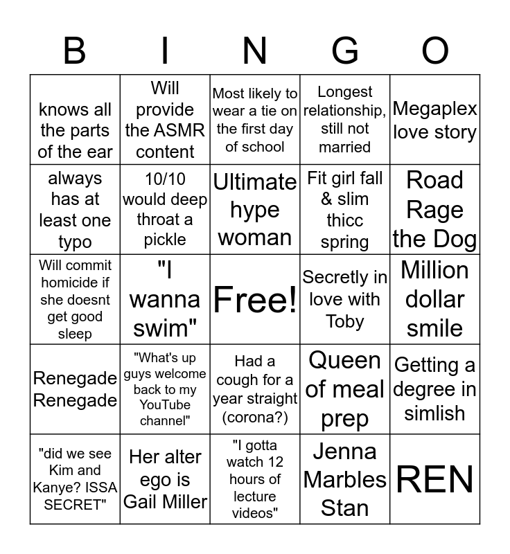 Katelyn Bingo Card