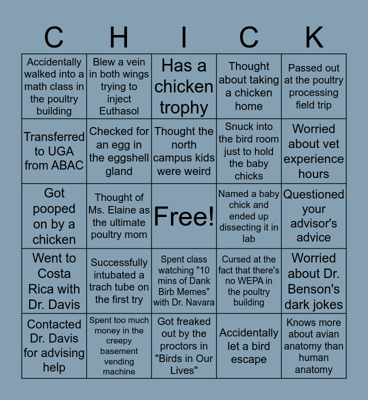 #justpoultrysciencethings Bingo Card