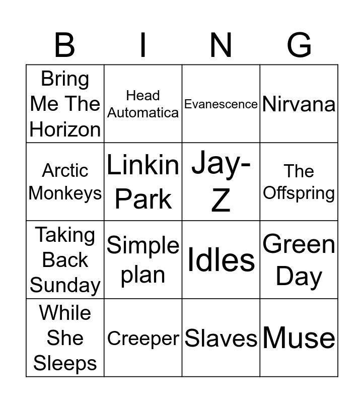 Delight Emo Bingo Card