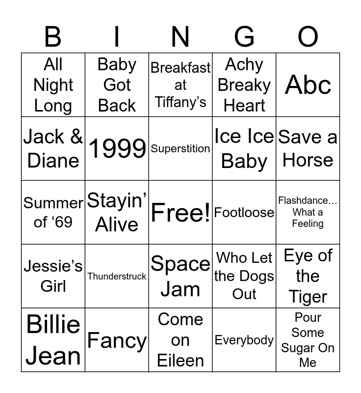 Brian's Birthday Music Bingo! Bingo Card