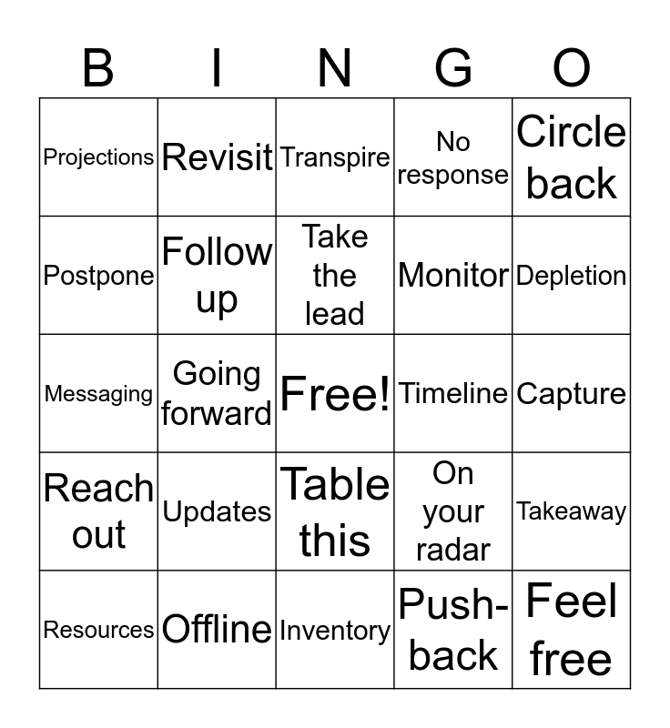 Buzzword Bingo Card