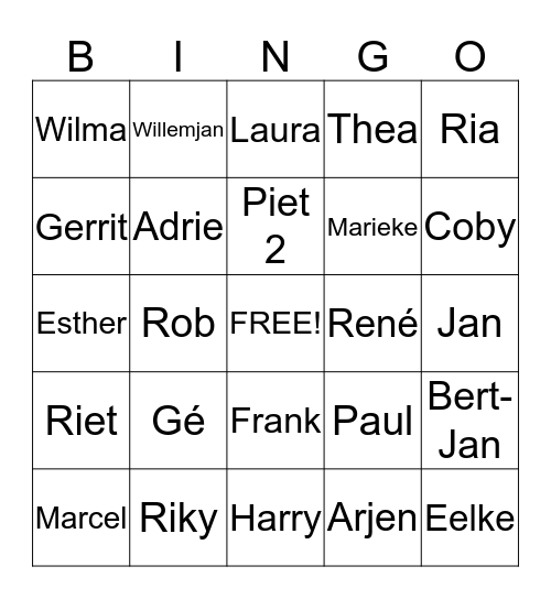 Namenbingo Card
