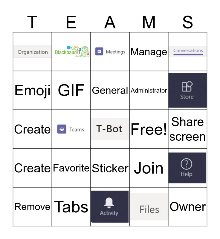 Microsoft Teams Bingo Card