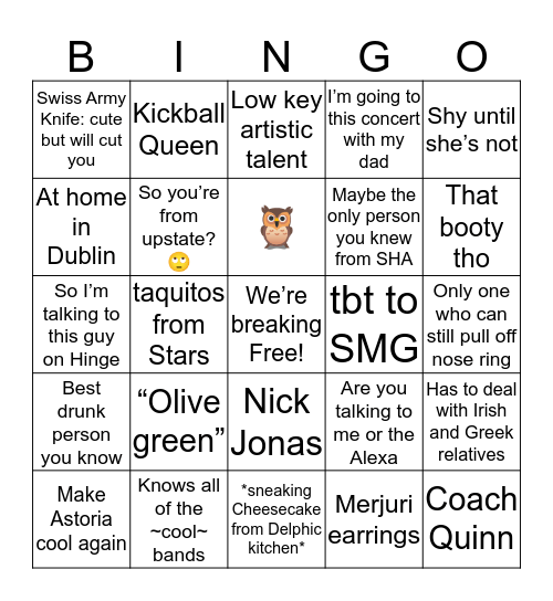 Lexa Bingo Card