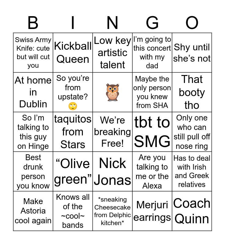 Lexa Bingo Card