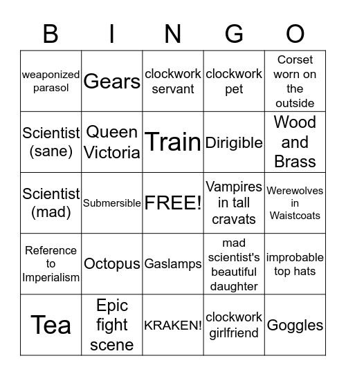 STEAMPUNK BINGO Card