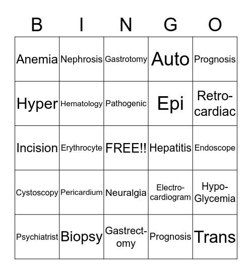 Basic Word Structure Chapter 1 Bingo Card