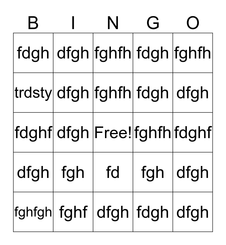 fdgh Bingo Card