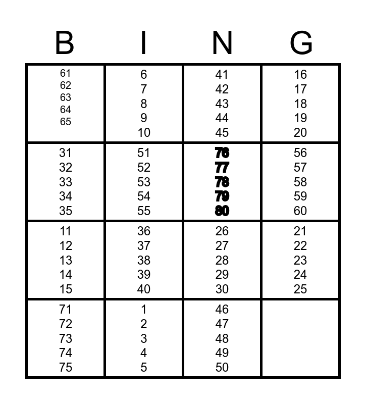 Housie Movie Bingo Card