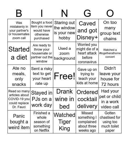 Homebase Lunch Bingo Card