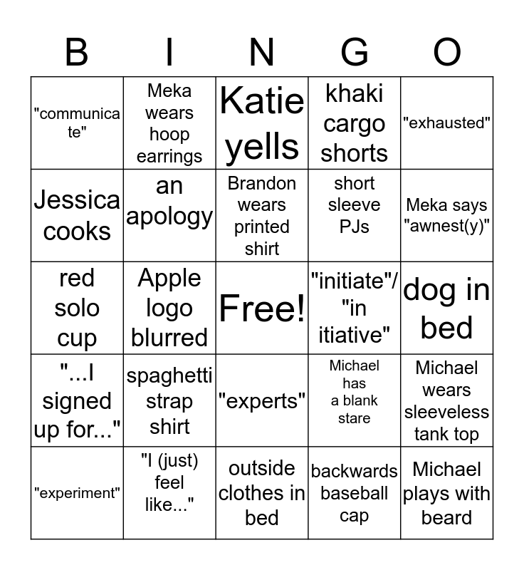 MAFS DC Bingo Card