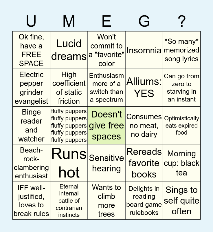 Are you Meg? Bingo Card