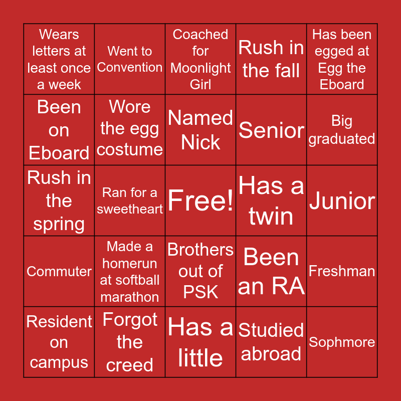 𝙋𝙎𝙆 BINGO Card