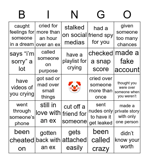 DUMB BITCH Bingo Card