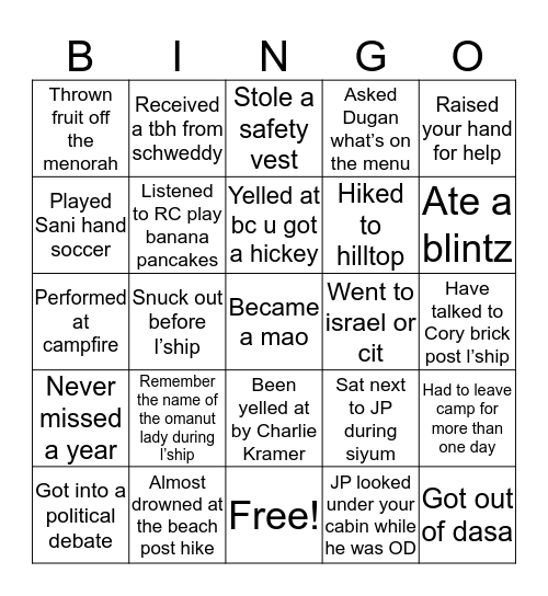 L’17 bingo Card