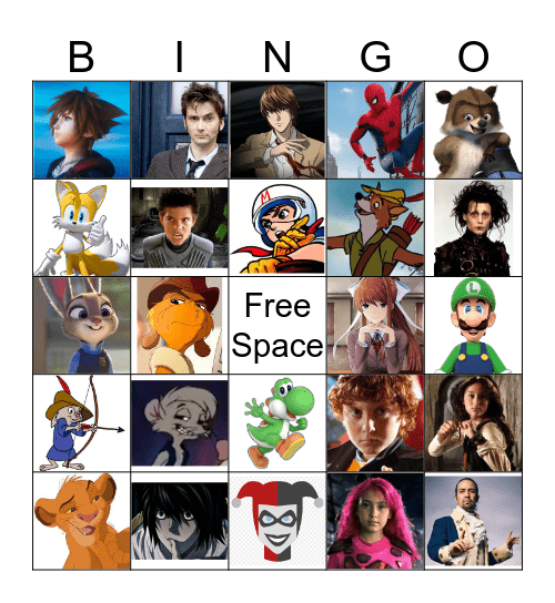 Favorite Character Bingo Card