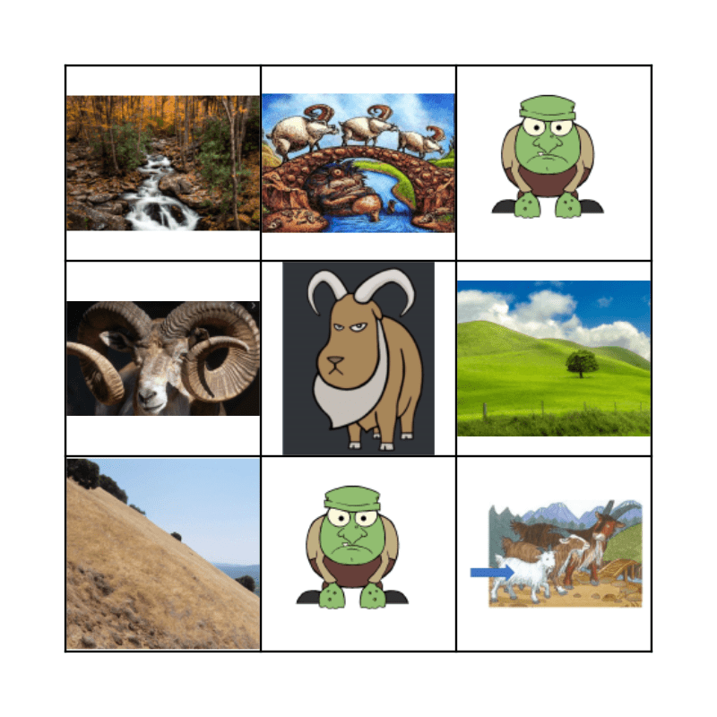 Three Billy Goats Gruff BINGO Card