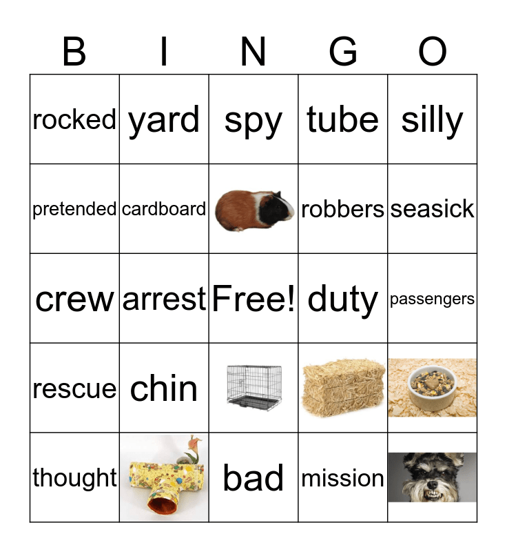 Fluffy Goes to School Day 3 Bingo Card