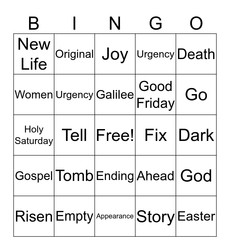 What is YOUR Easter Story? Bingo Card