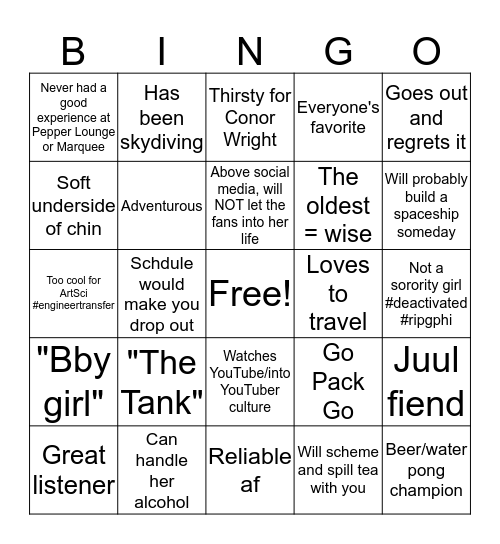 Mandy Bingo Card