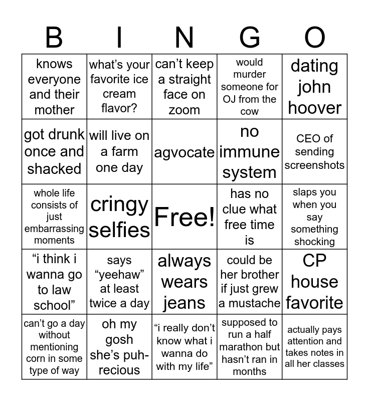 Caroline Edmondson Bingo Card