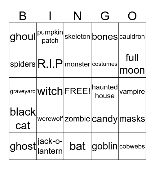 Halloween Bingo Card