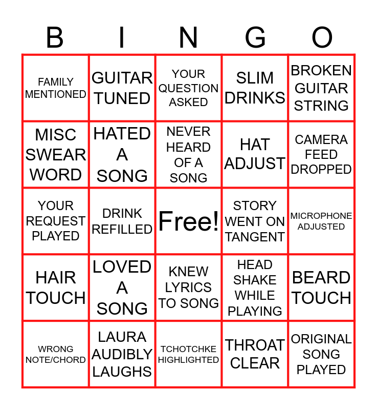 Love, Slim - Livestream Bingo Card