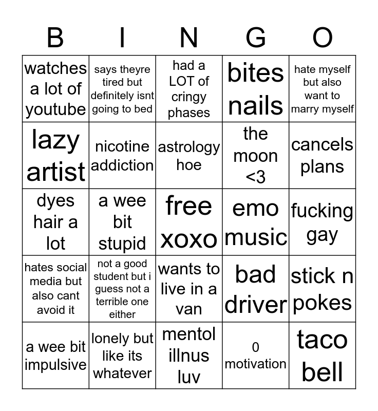 bose’s baked bean bingo Card