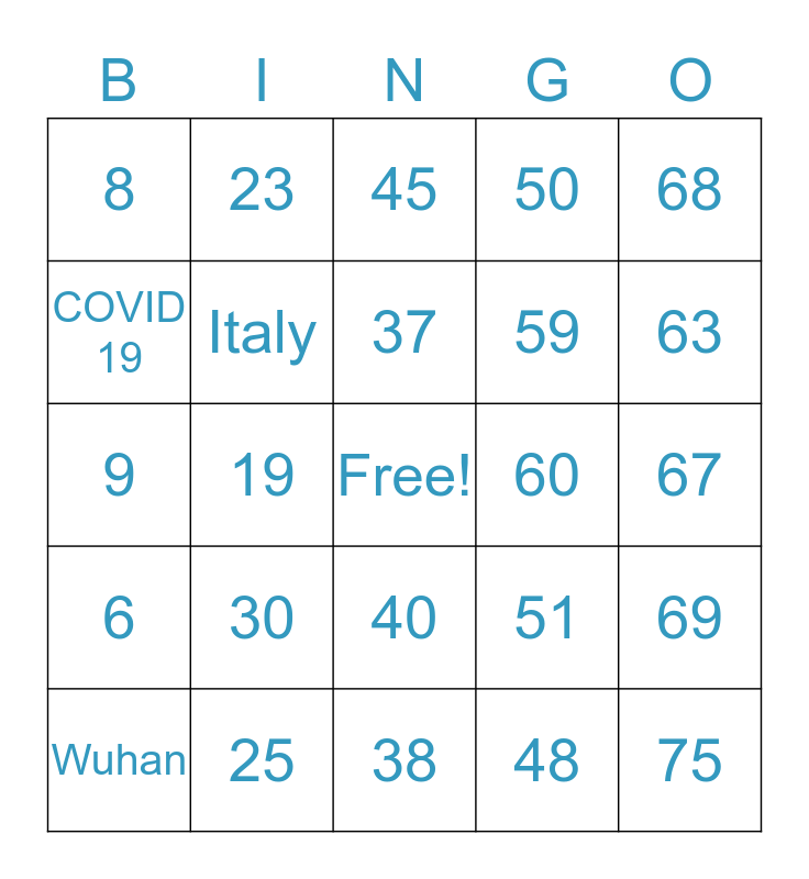 2274 Mile BINGO Card