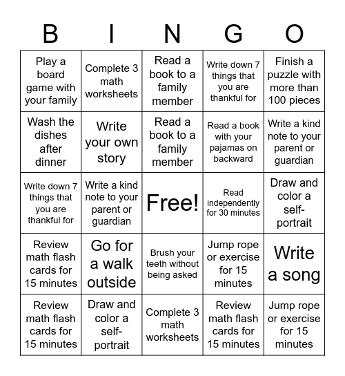 NPE Principal's Challenge Bingo Card