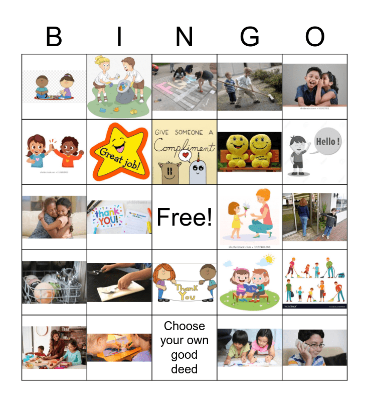 Acts of Kindness Bingo Card