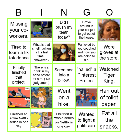 House Party Bingo Card