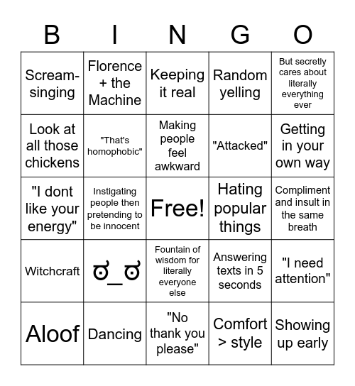 Chris Bingo Card