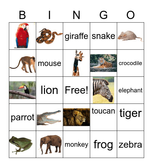 JUNGLE BINGO Card