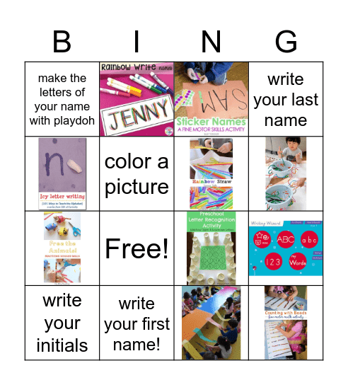 KW Fine Motor Bingo Card