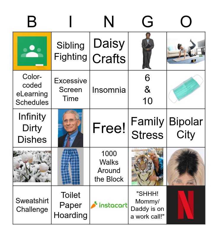 Lockdown Bingo 2020: Mom Edition Bingo Card