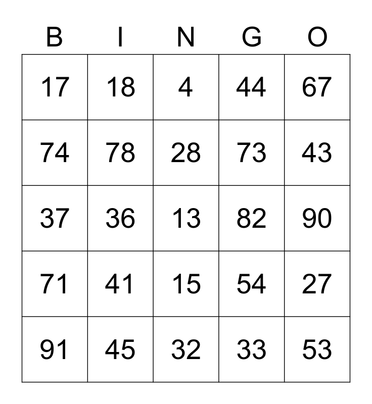 Connect Bingo Card