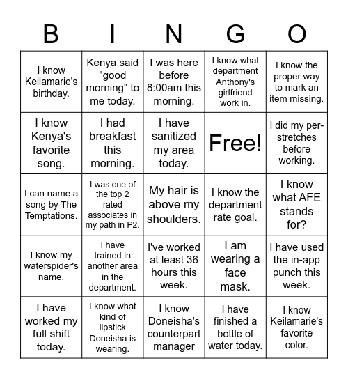 Amazon BINGO Card Amazon BINGO Card