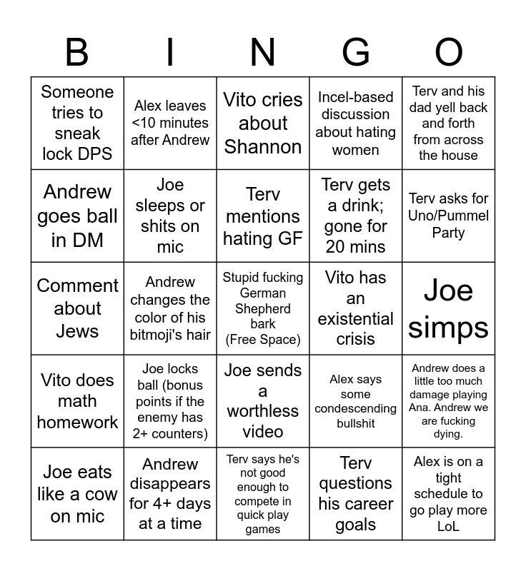 MEAT BROS. BINGO Card