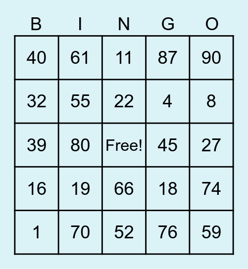 Teda Meda bingo Card