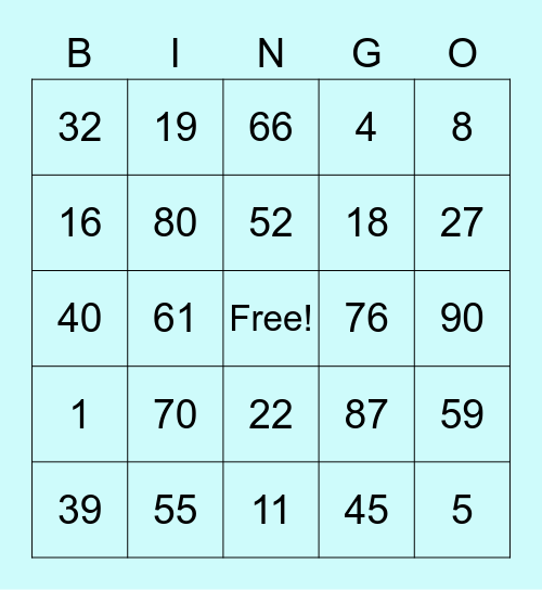 Teda Meda bingo ( Manav ) Bingo Card