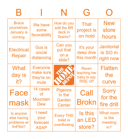 Building Interior Bingo Card