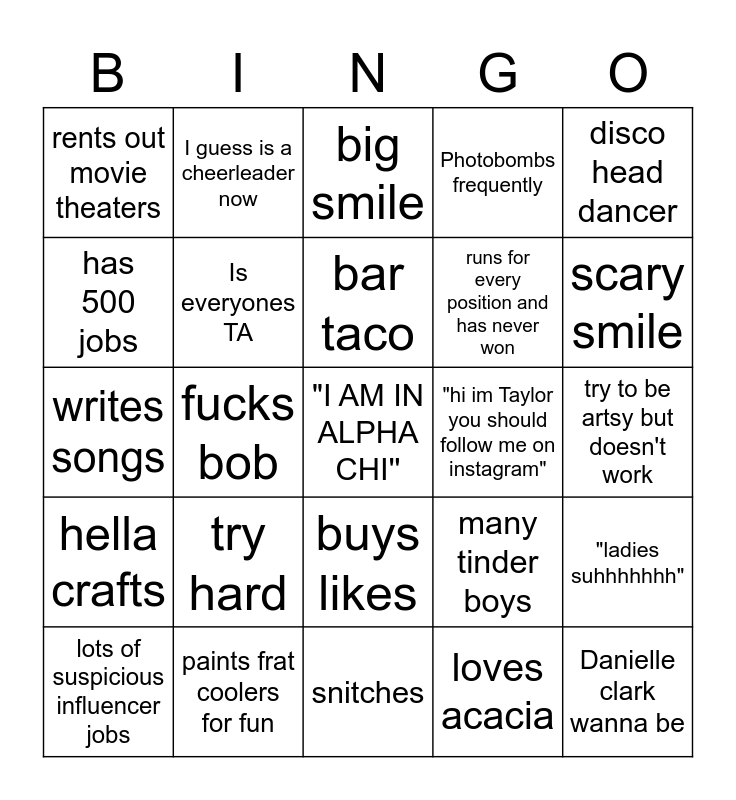 Taylor Shapiro Bingo Card