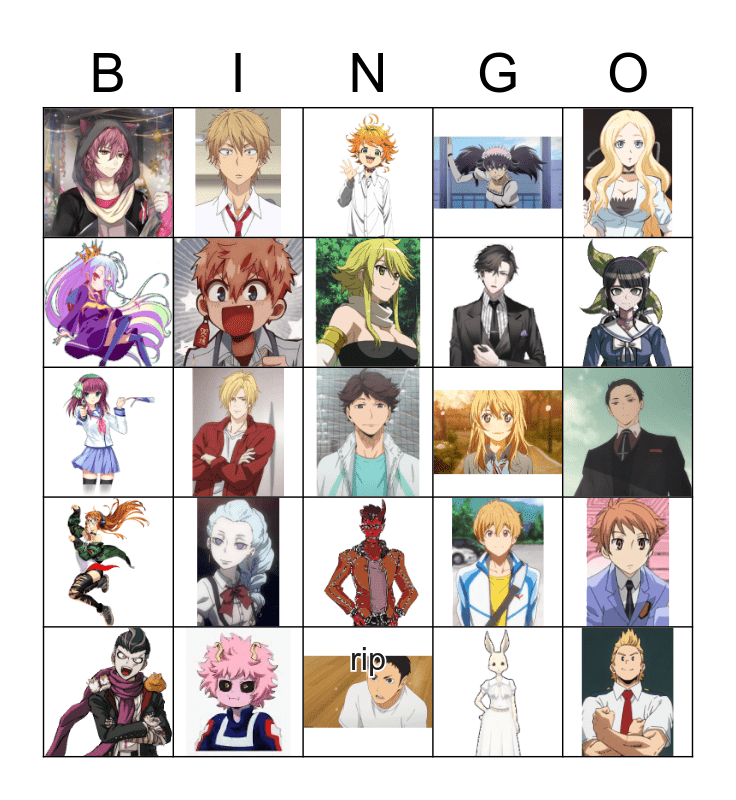 Favorite Character Bingo Card